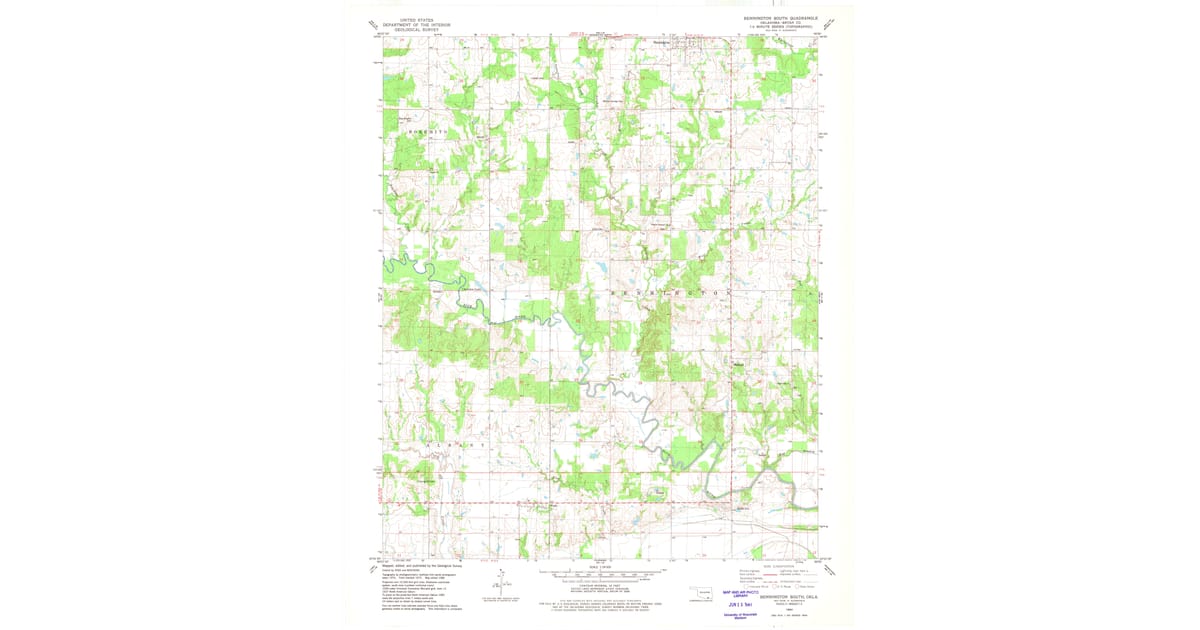 1980 Map of Bennington South, Bryan County, OK — High-Res | Pastmaps