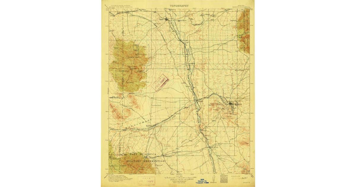 1915 Map of Benson, AZ — High-Res, 1915 Print #2 | Pastmaps