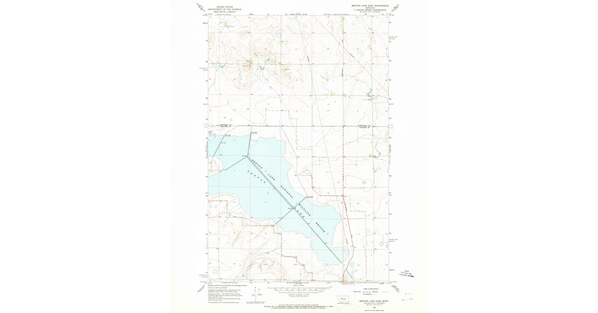 1965 Map of Benton Lake East, Cascade County, MT — High-Res | Pastmaps