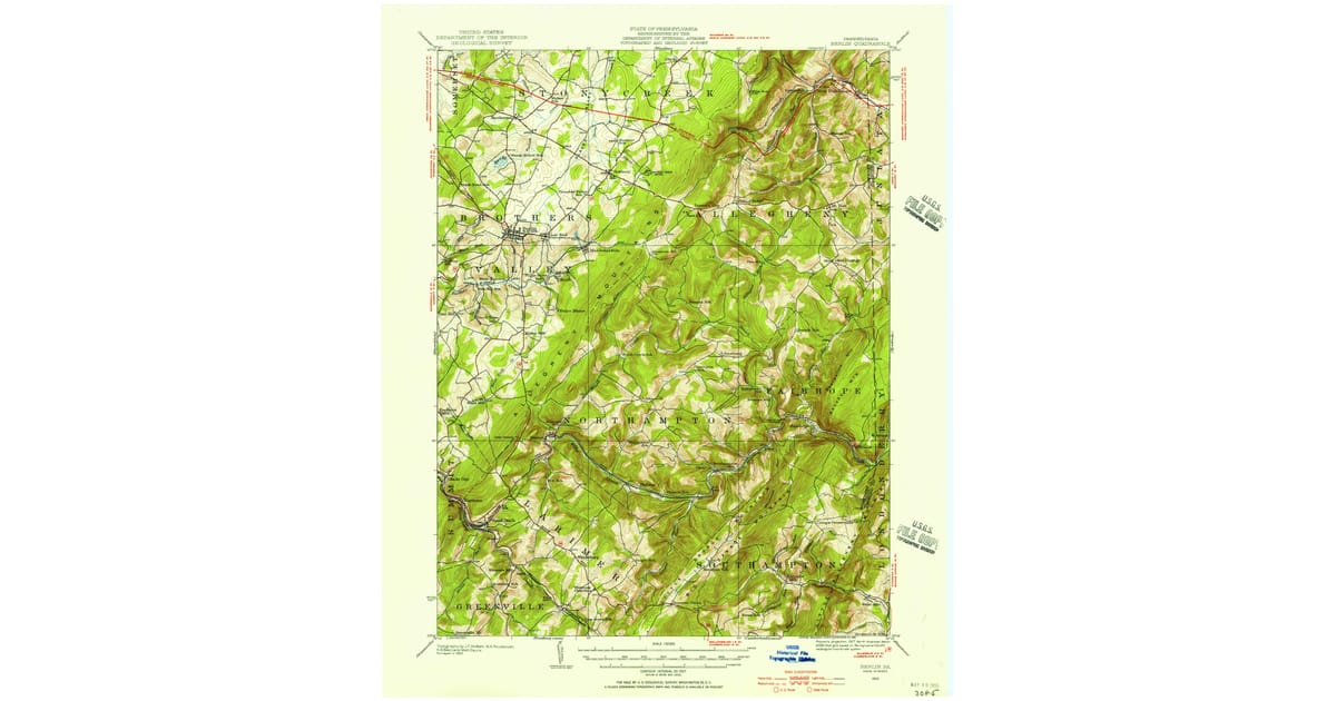 1923 Map of Berlin, Somerset County, PA — High-Res, 1956 Print | Pastmaps