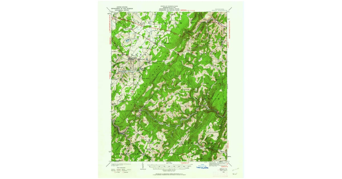 1923 Map of Berlin, Somerset County, PA — High-Res, 1962 Print | Pastmaps