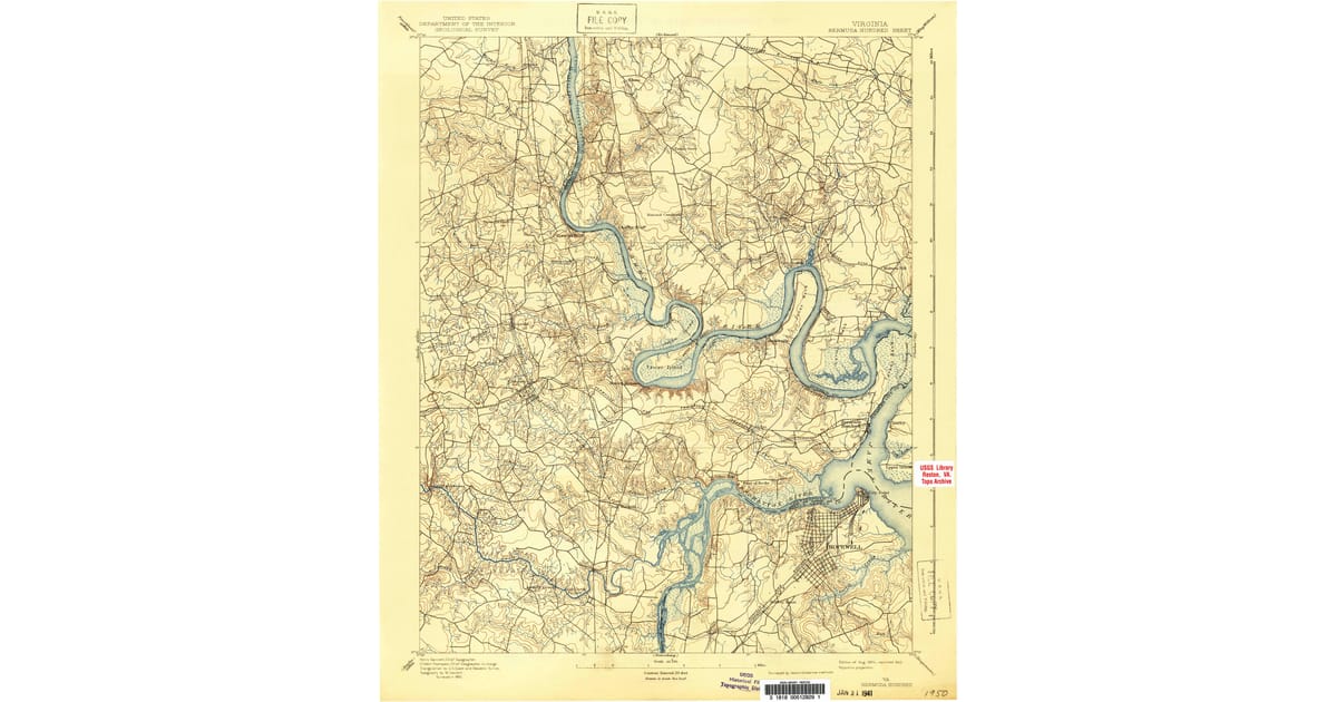 1894 Map of Bermuda Hundred, Chesterfield County, VA — High-Res, 1940 ...