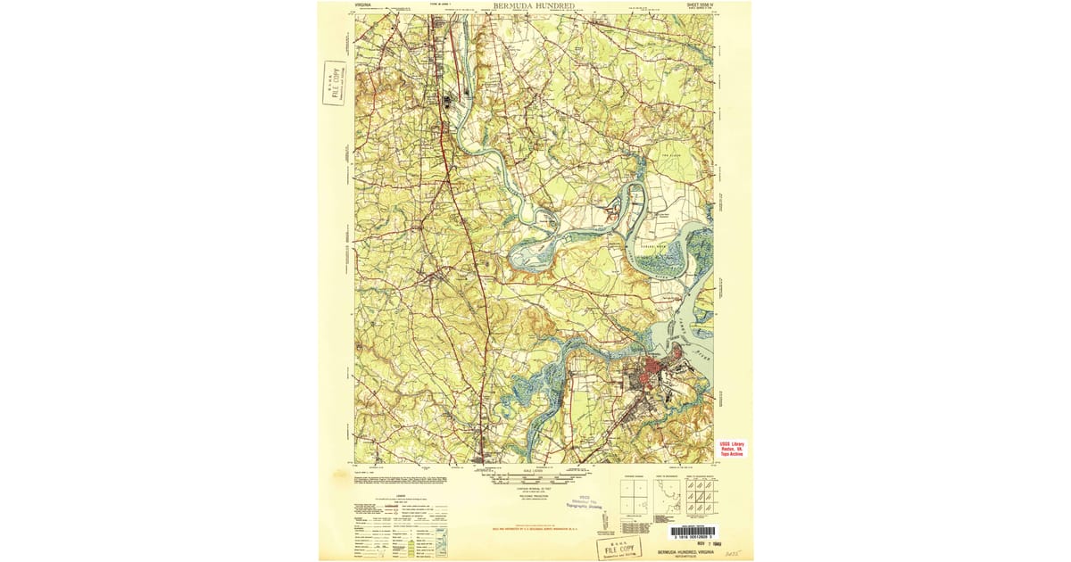 1946 Map of Bermuda Hundred, Chesterfield County, VA — High-Res | Pastmaps