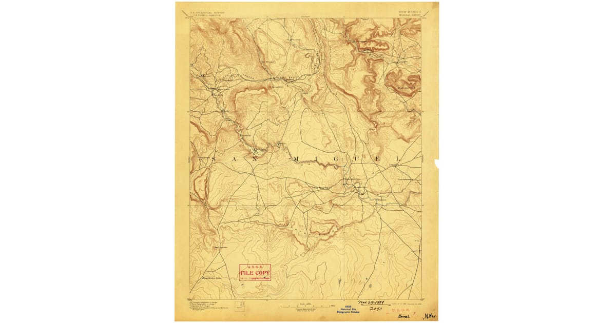 1894 Map of Bernal, San Miguel County, NM — High-Res, 1899 Print | Pastmaps