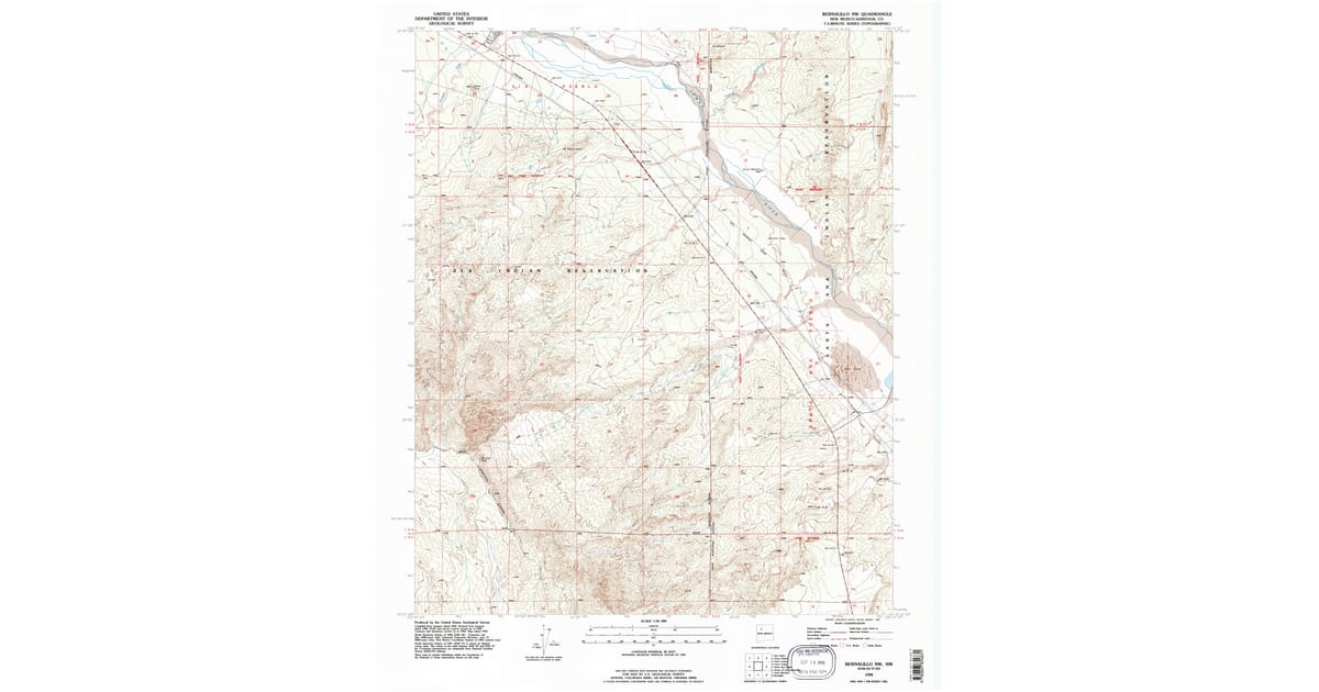 1990 Map of Bernalillo NW, Sandoval County, NM — High-Res | Pastmaps