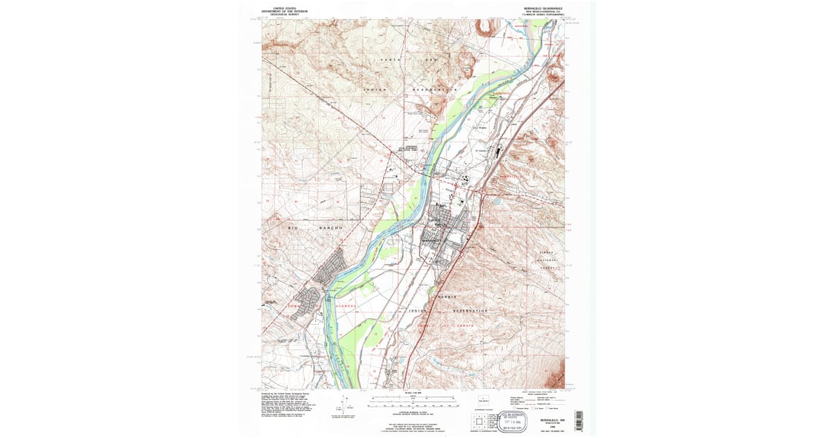 1990 Map of Bernalillo, NM — High-Res | Pastmaps