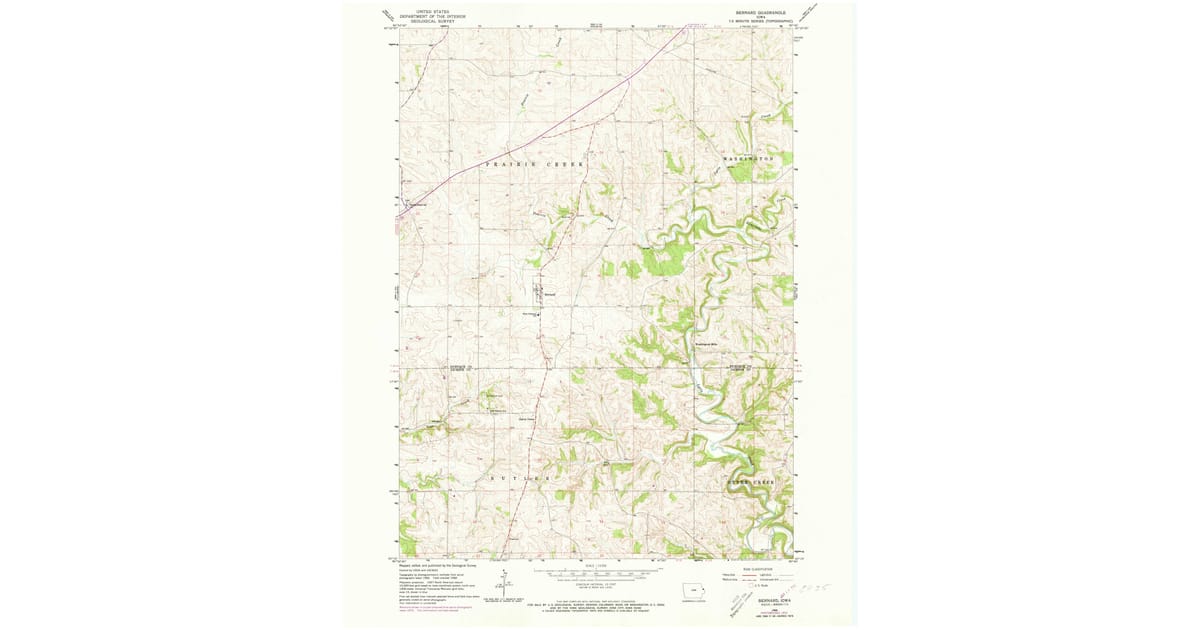1966 Map of Bernard, IA — High-Res, 1973 Print | Pastmaps
