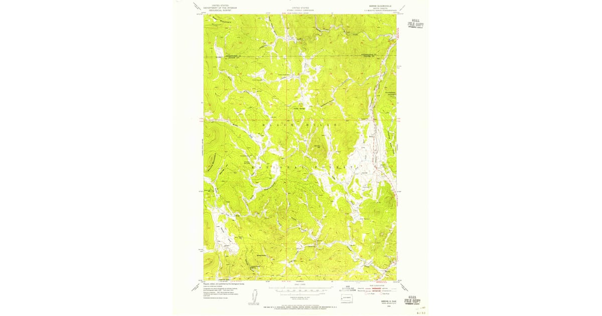 1954 Map of Berne, Custer County, SD — High-Res | Pastmaps