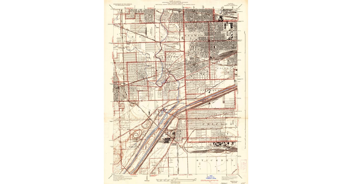 1928 Map of Berwyn, IL — High-Res, 1933 Print | Pastmaps