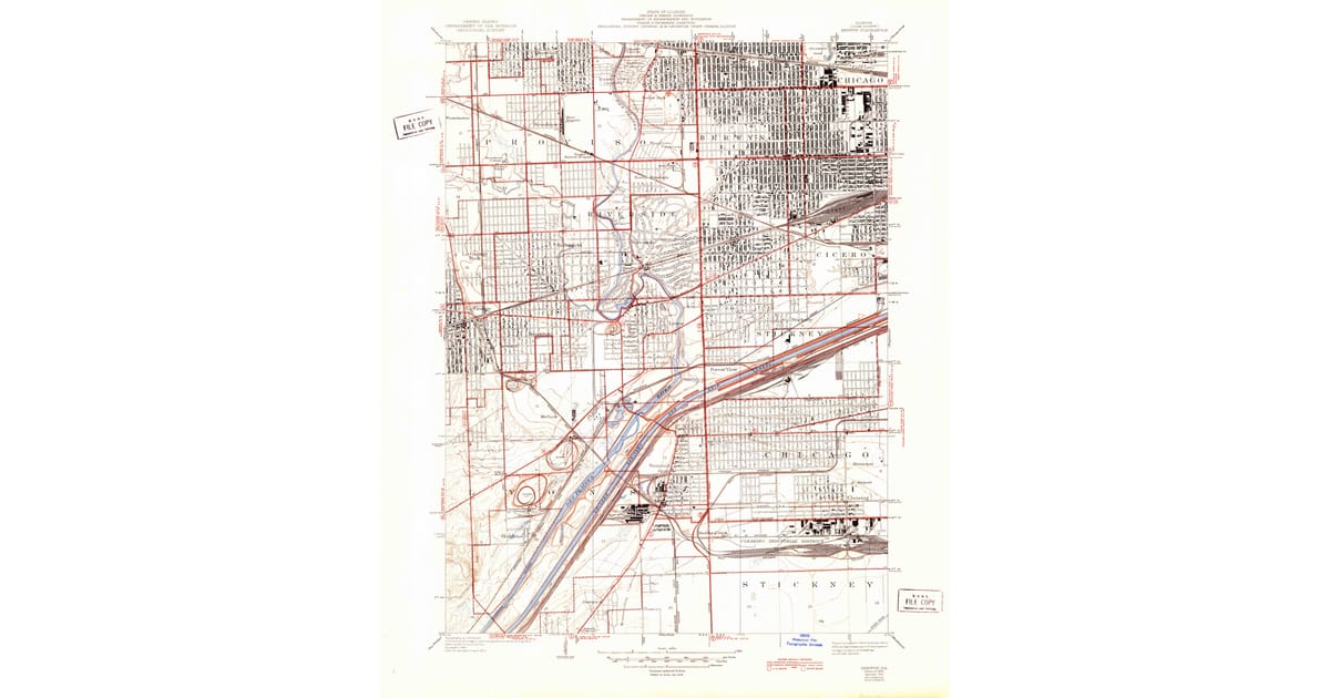 1928 Map of Berwyn, IL — High-Res, 1945 Print | Pastmaps