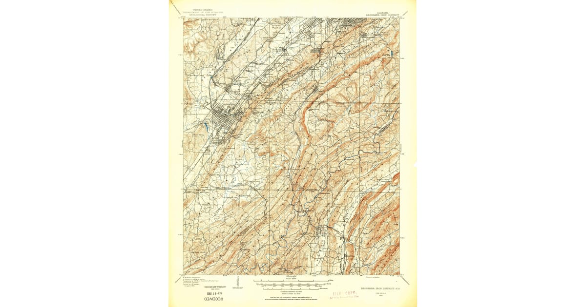 1905 Map of Bessemer Iron District, Jefferson County, AL — High-Res ...