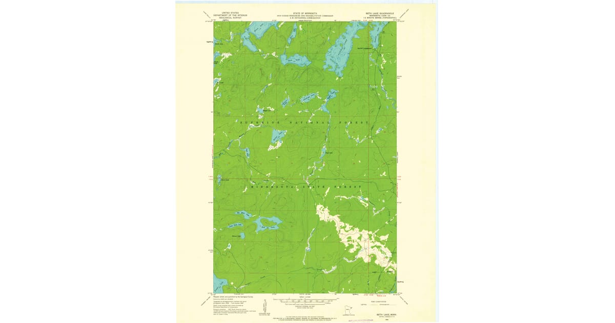 1960 Map of Beth Lake, Cook County, MN — High-Res | Pastmaps