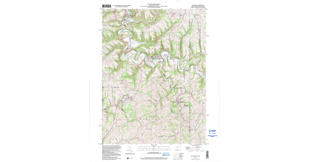 1997 Map of Bethany, WV — High-Res | Pastmaps