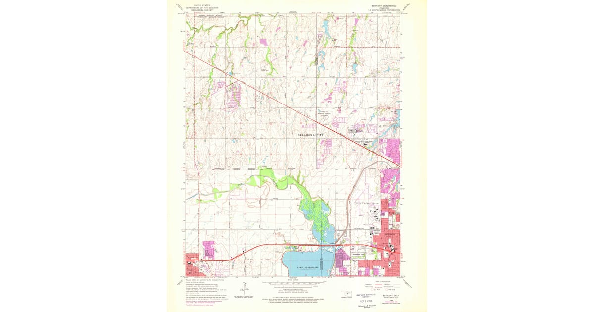 1966 Map of Bethany, OK — High-Res, 1976 Print | Pastmaps