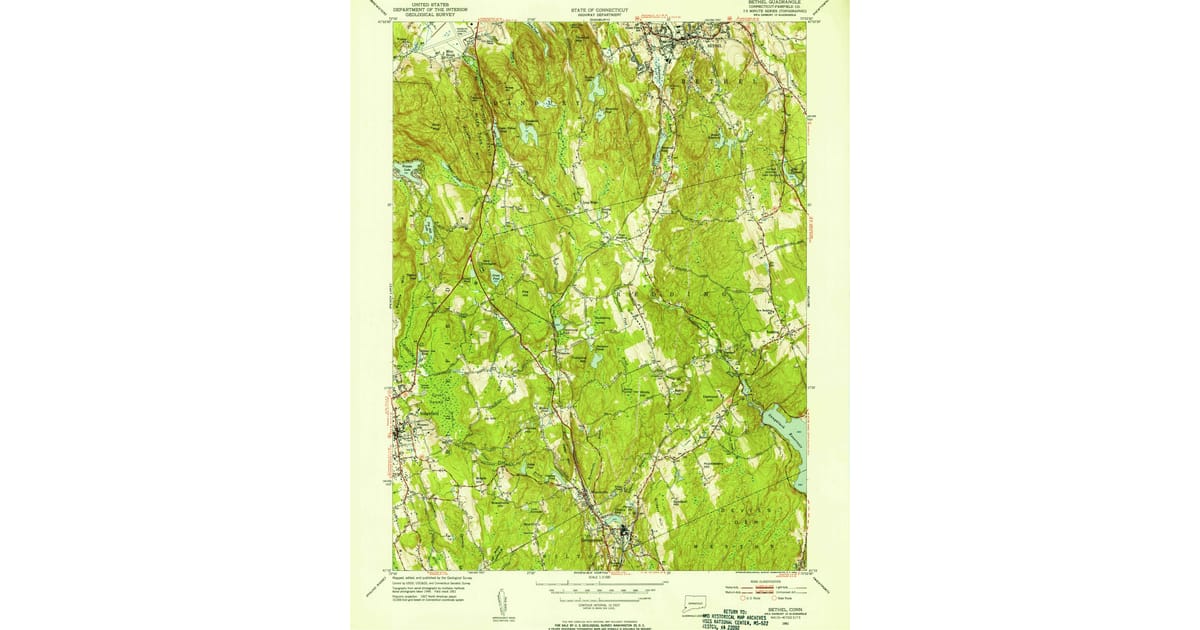 1951 Map of Bethel, Fairfield County, CT — High-Res | Pastmaps