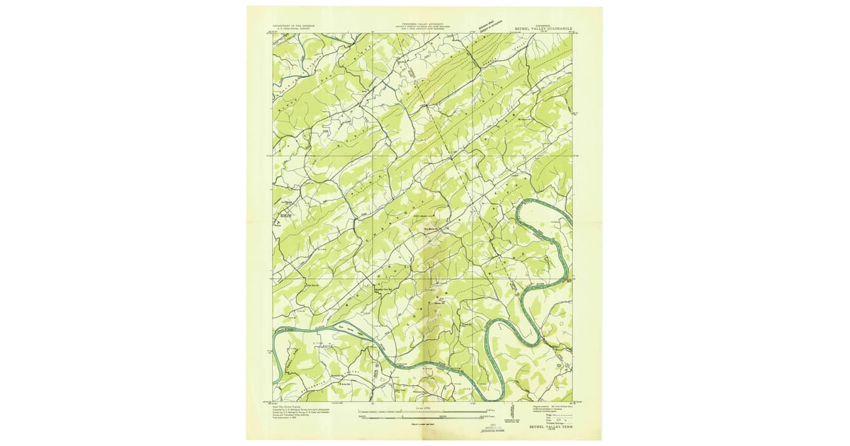 1935 Map of Bethel Valley, Roane County, TN — High-Res | Pastmaps