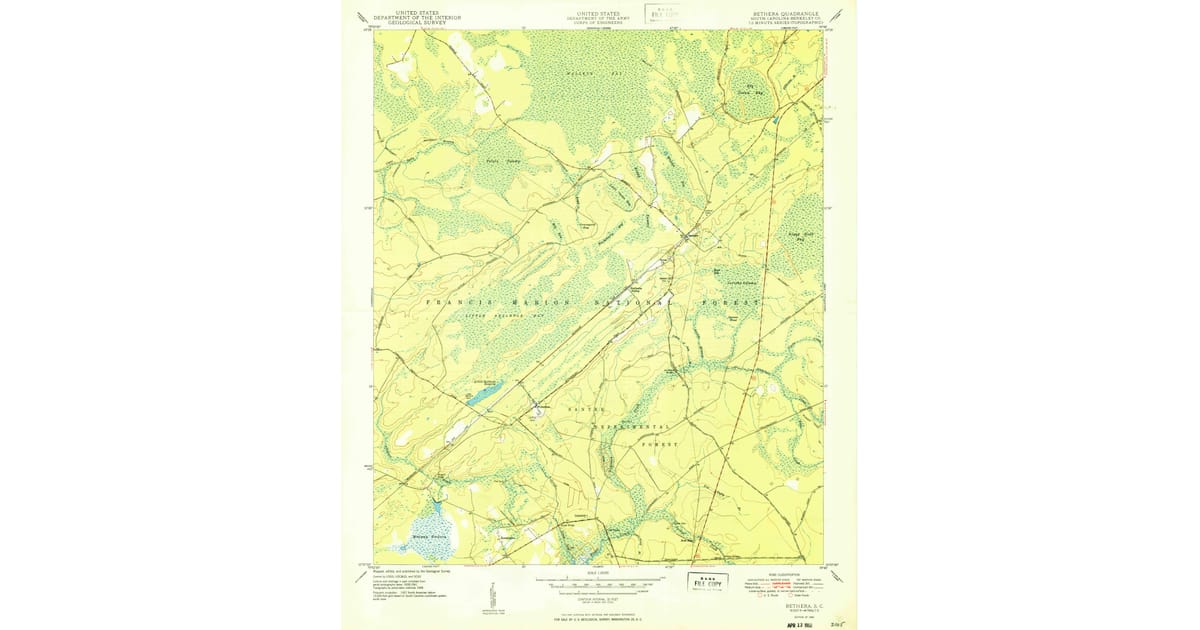 1950 Map of Bethera, Berkeley County, SC — High-Res | Pastmaps