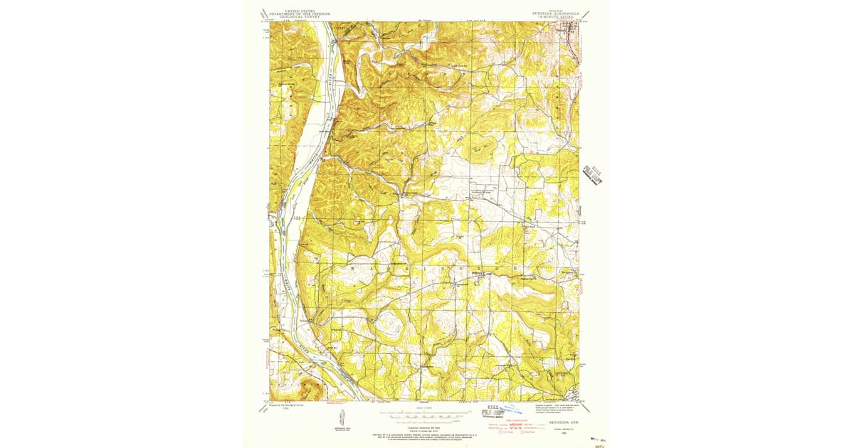 1942 Map of Bethesda, AR — High-Res, 1956 Print | Pastmaps