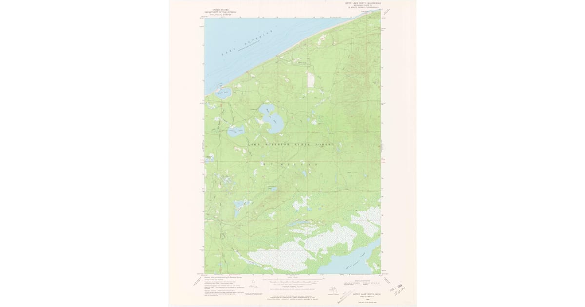 1968 Map of Betsy Lake North, Luce County, MI — High-Res | Pastmaps