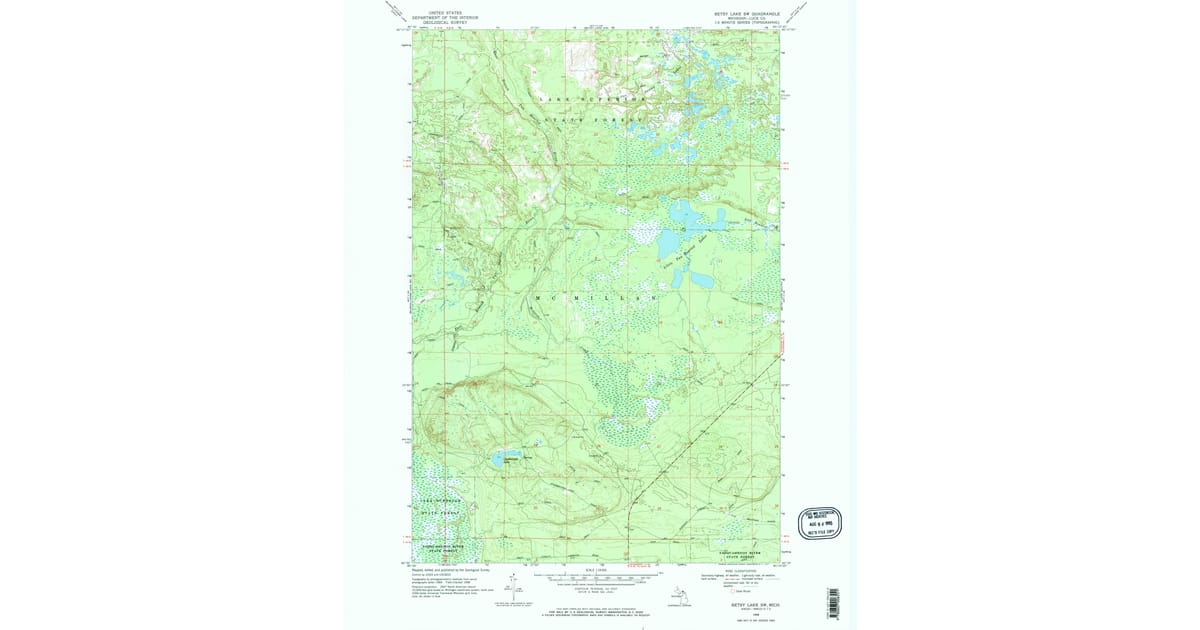 1968 Map of Betsy Lake SW, Luce County, MI — High-Res | Pastmaps