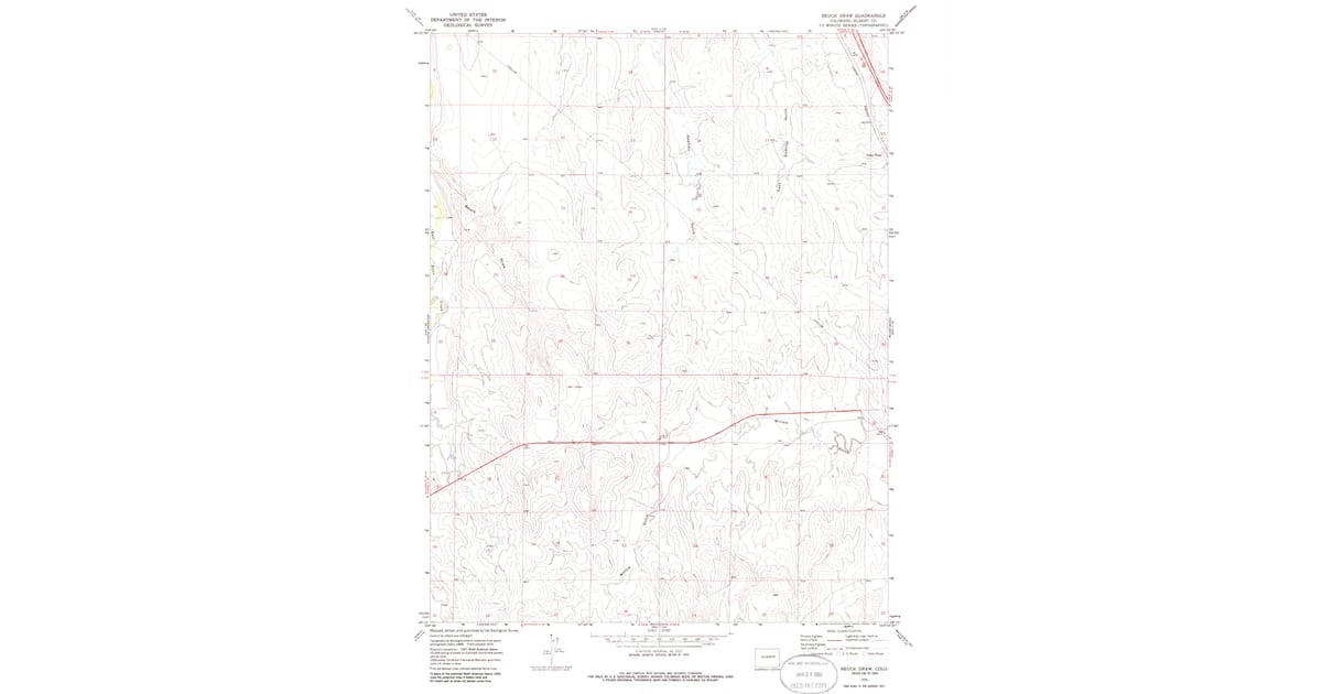 1970 Map of Beuck Draw, Elbert County, CO — High-Res, 1986 Print | Pastmaps