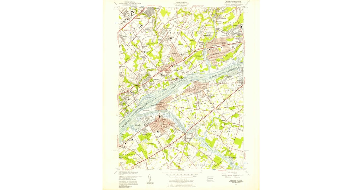 1955 Map of Beverly, NJ — High-Res | Pastmaps