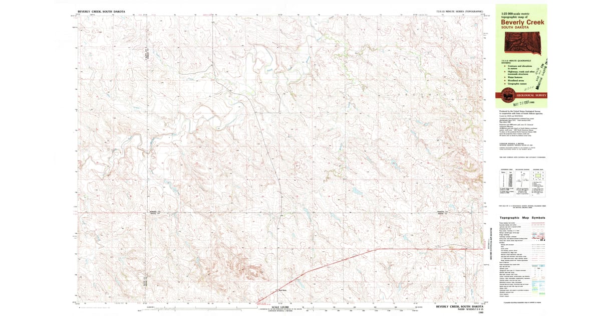 1980 Map of Beverly Creek, Perkins County, SD — High-Res | Pastmaps