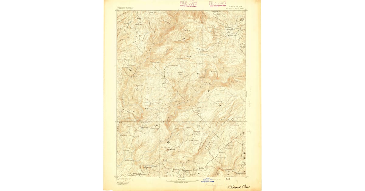 1893 Map of Bidwell Bar, Plumas County, CA — High-Res | Pastmaps