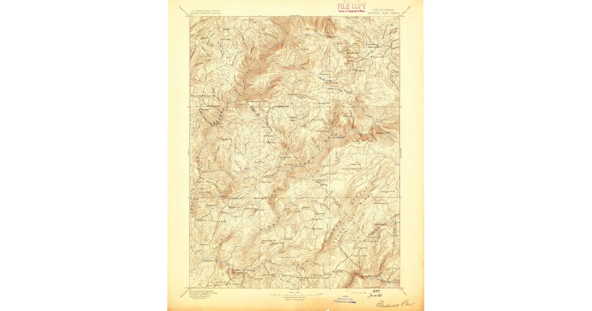 1895 Map of Bidwell Bar, Plumas County, CA — High-Res | Pastmaps