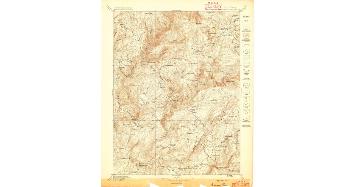 1897 Map of Bidwell Bar, Plumas County, CA — High-Res | Pastmaps