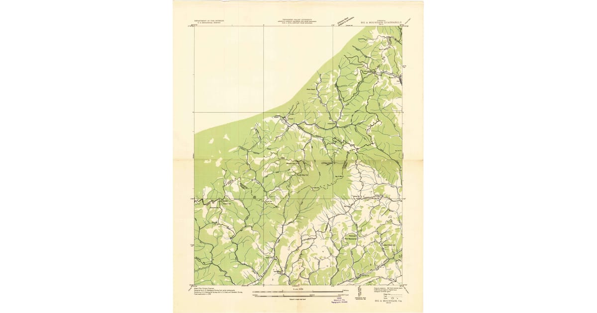 1935 Map of Big A Mountain, Buchanan County, VA — High-Res | Pastmaps