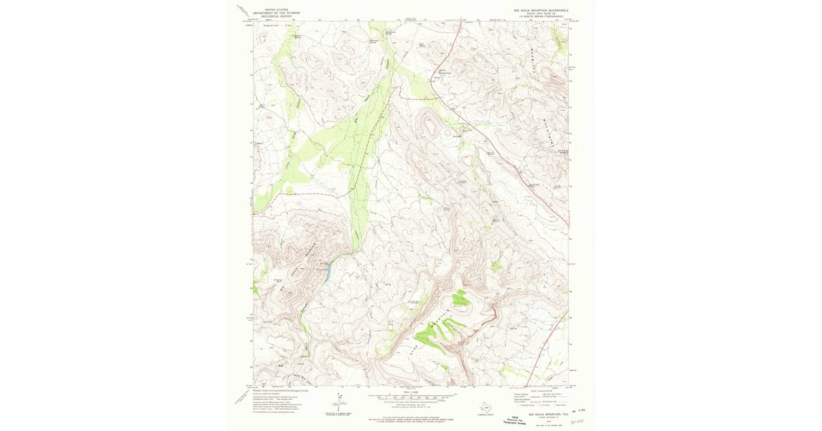 1972 Map of Big Aguja Mountain, Jeff Davis County, TX — High-Res | Pastmaps
