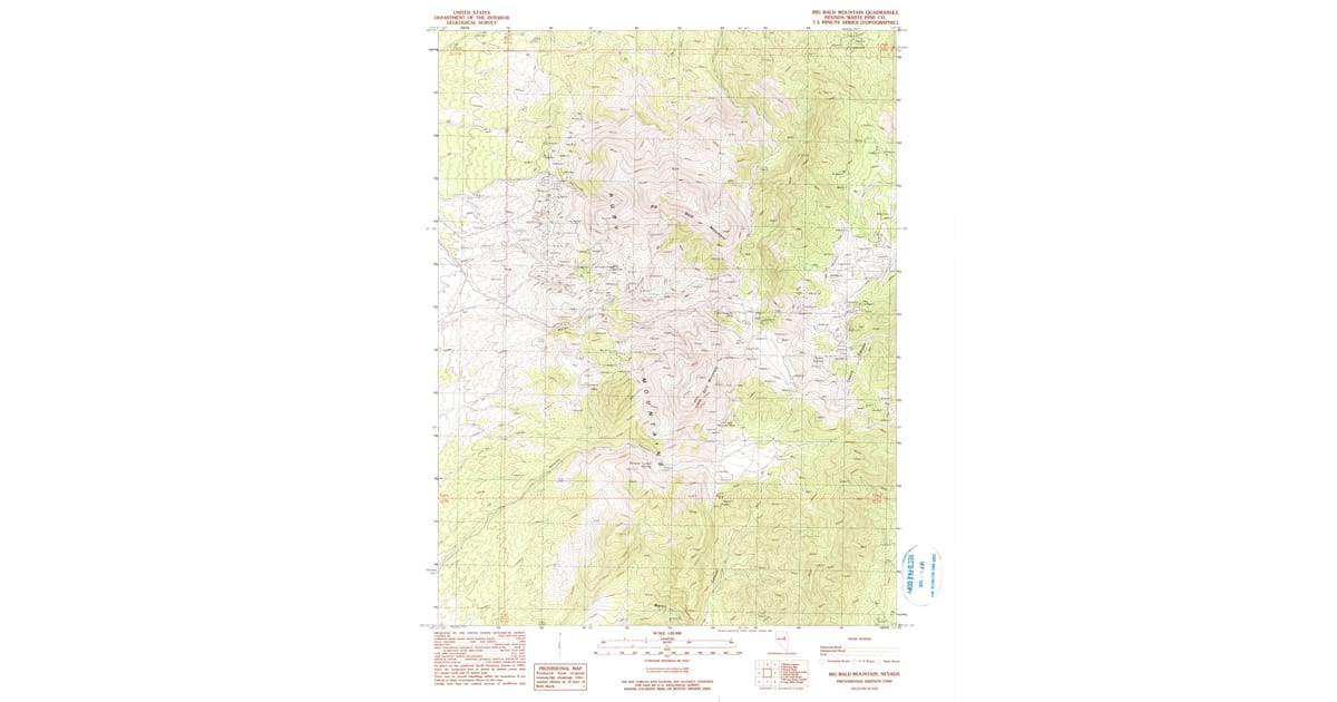1990 Map of Big Bald Mountain, White Pine County, NV — High-Res | Pastmaps