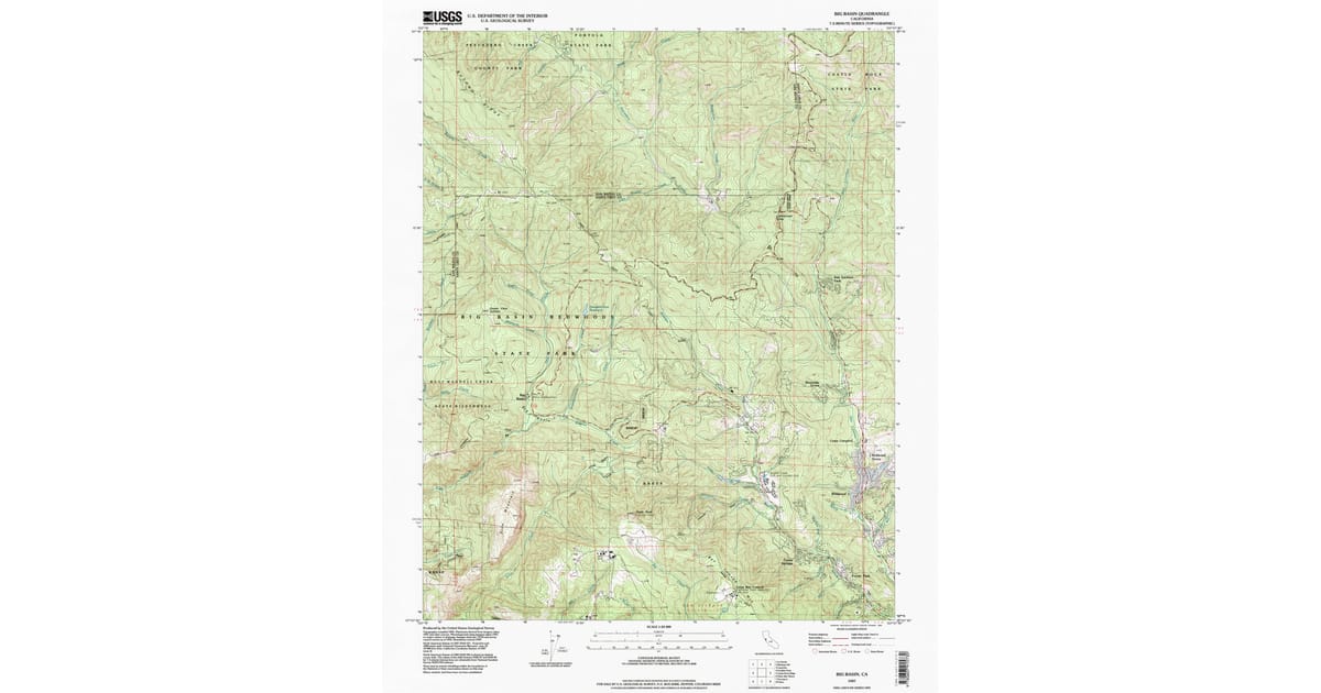 1997 Map of Big Basin, Santa Cruz County, CA — High-Res | Pastmaps