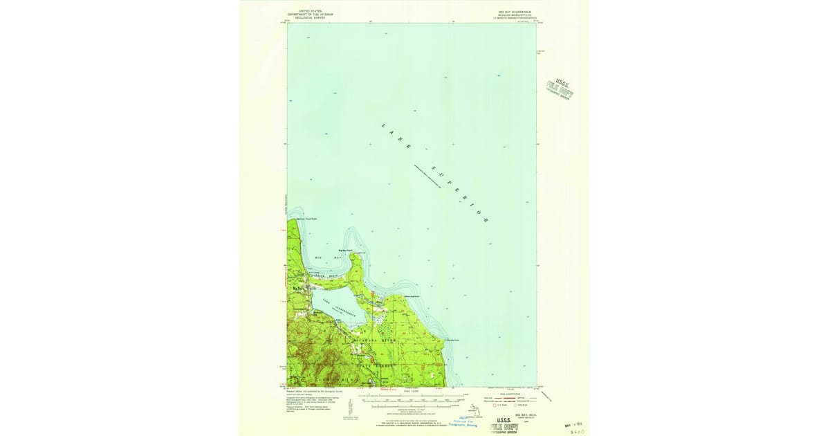 1954 Map of Big Bay, MI — High-Res | Pastmaps