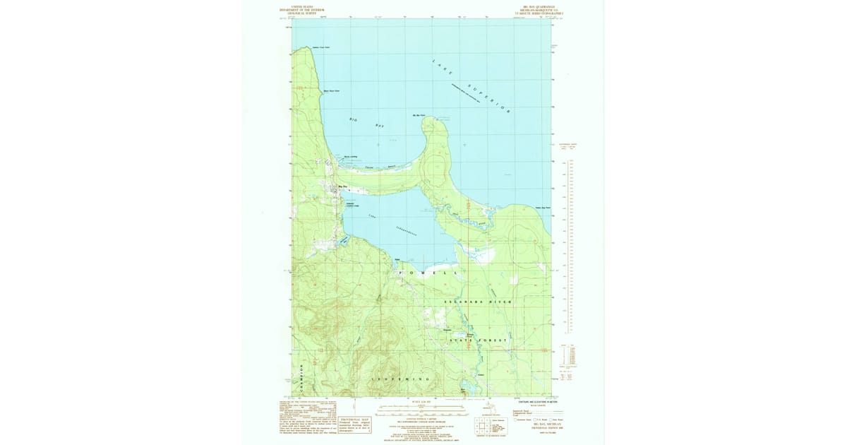 1985 Map of Big Bay, MI — High-Res | Pastmaps
