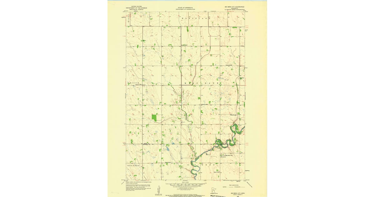 1958 Map of Big Bend City, Swift County, MN — High-Res | Pastmaps