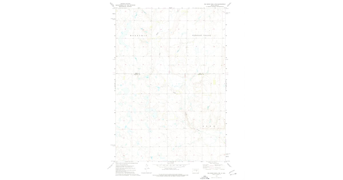 1973 Map of Big Bend Dam 4 NE, Buffalo County, SD — High-Res | Pastmaps