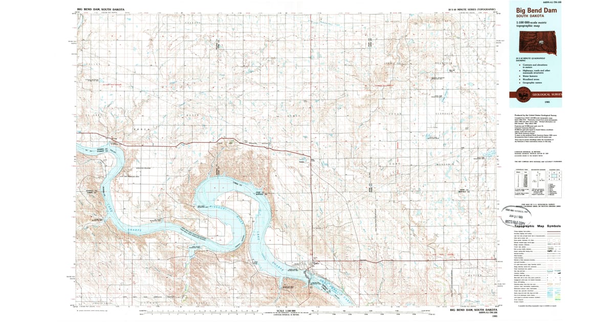 1980s Maps of Fort Thompson District, SD | Pastmaps
