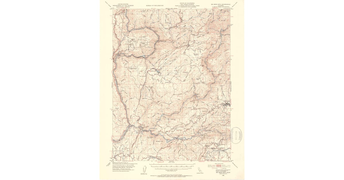 1948 Map of Big Bend Mtn, Butte County, CA — High-Res | Pastmaps