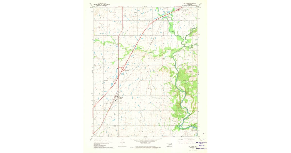 1971 Map of Big Cabin, OK — High-Res | Pastmaps