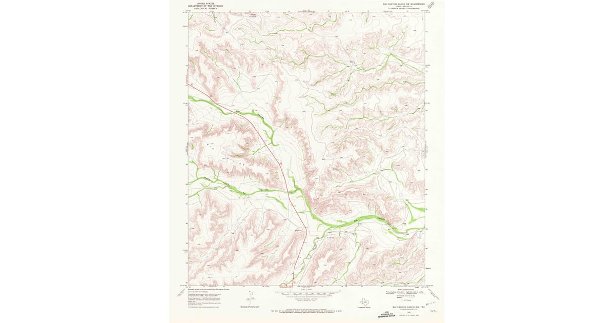 1969 Map of Big Canyon Ranch NW, Pecos County, TX — High-Res | Pastmaps