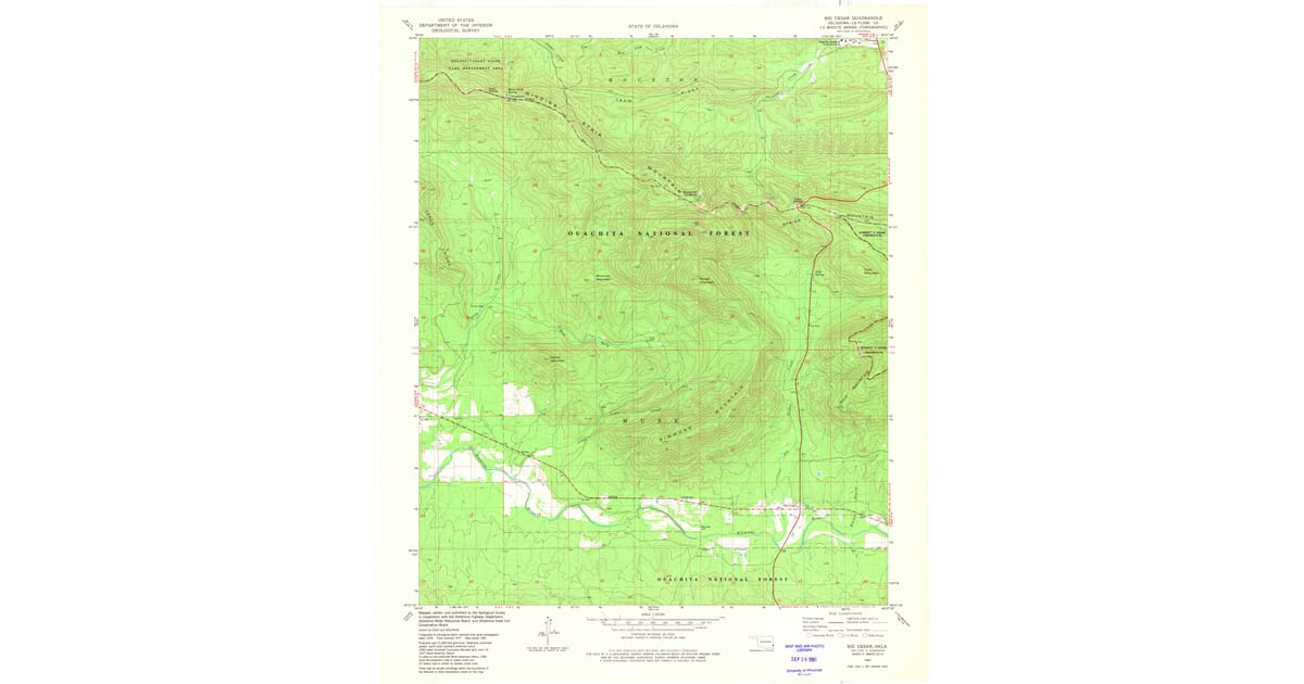 1981 Map of Big Cedar, Le Flore County, OK — High-Res | Pastmaps