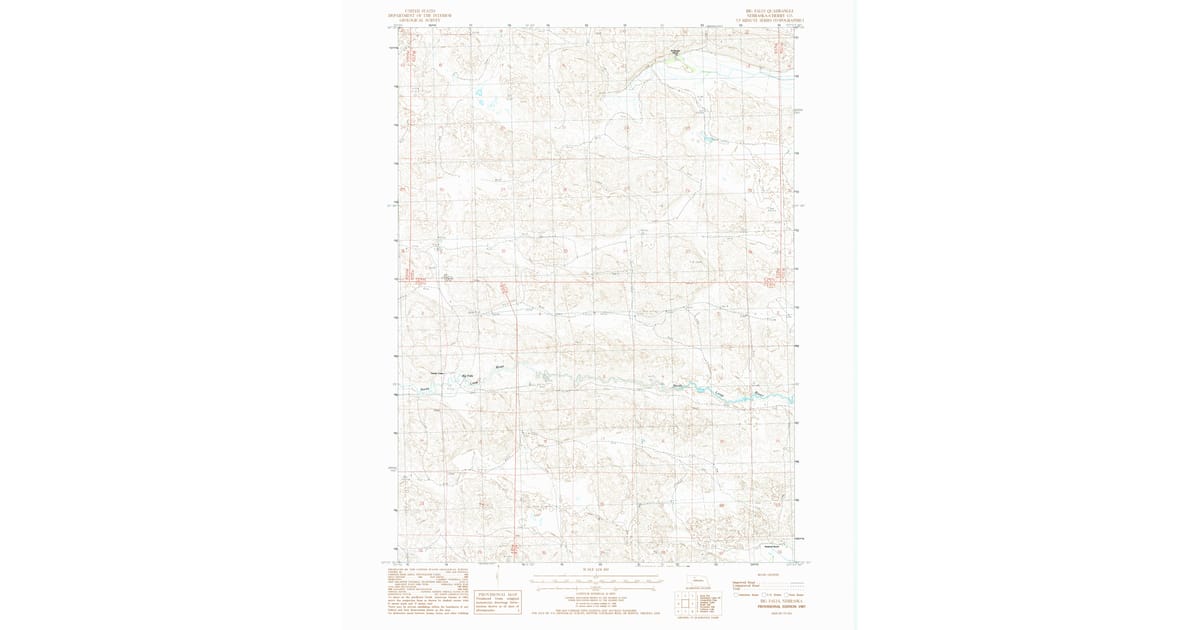 1987 Map of Big Falls, Cherry County, NE — High-Res | Pastmaps
