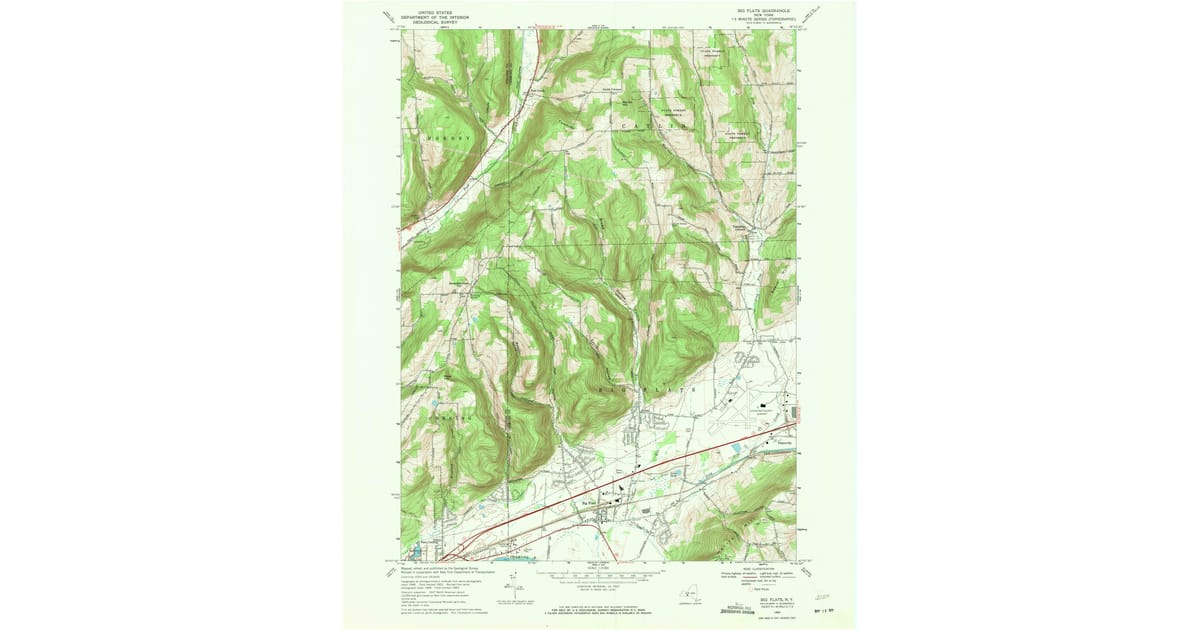 1969 Map of Big Flats, Chemung County, NY — High-Res | Pastmaps