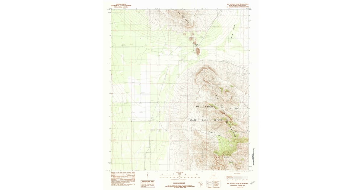 1982 Map of Big Hatchet Peak, Hidalgo County, NM — High-Res | Pastmaps