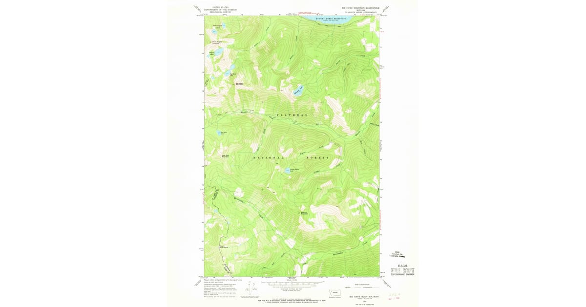 1964 Map of Big Hawk Mountain, Flathead County, MT — High-Res | Pastmaps