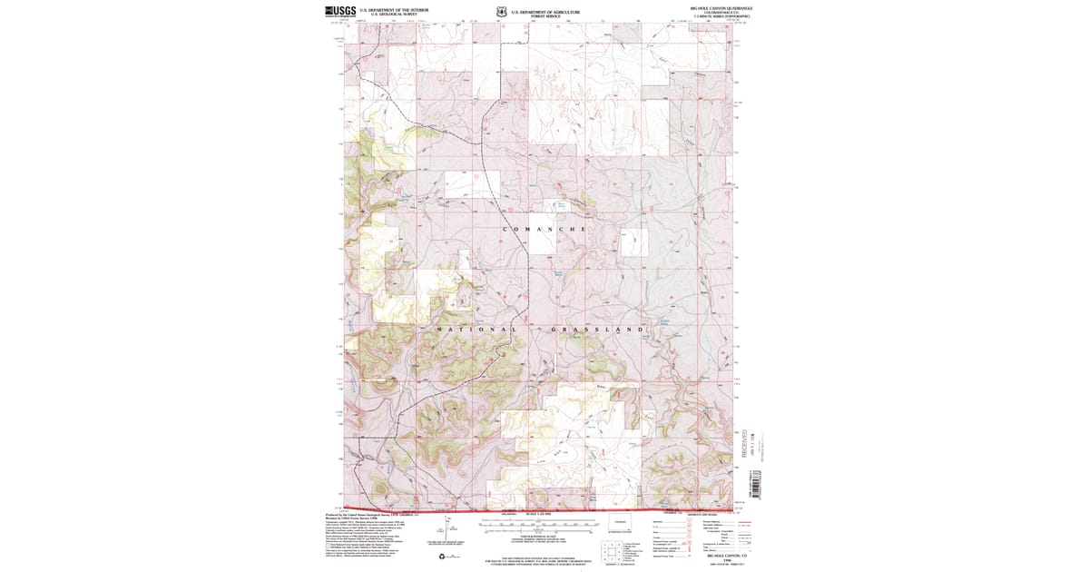 1996 Map of Big Hole Canyon, Baca County, CO — High-Res | Pastmaps