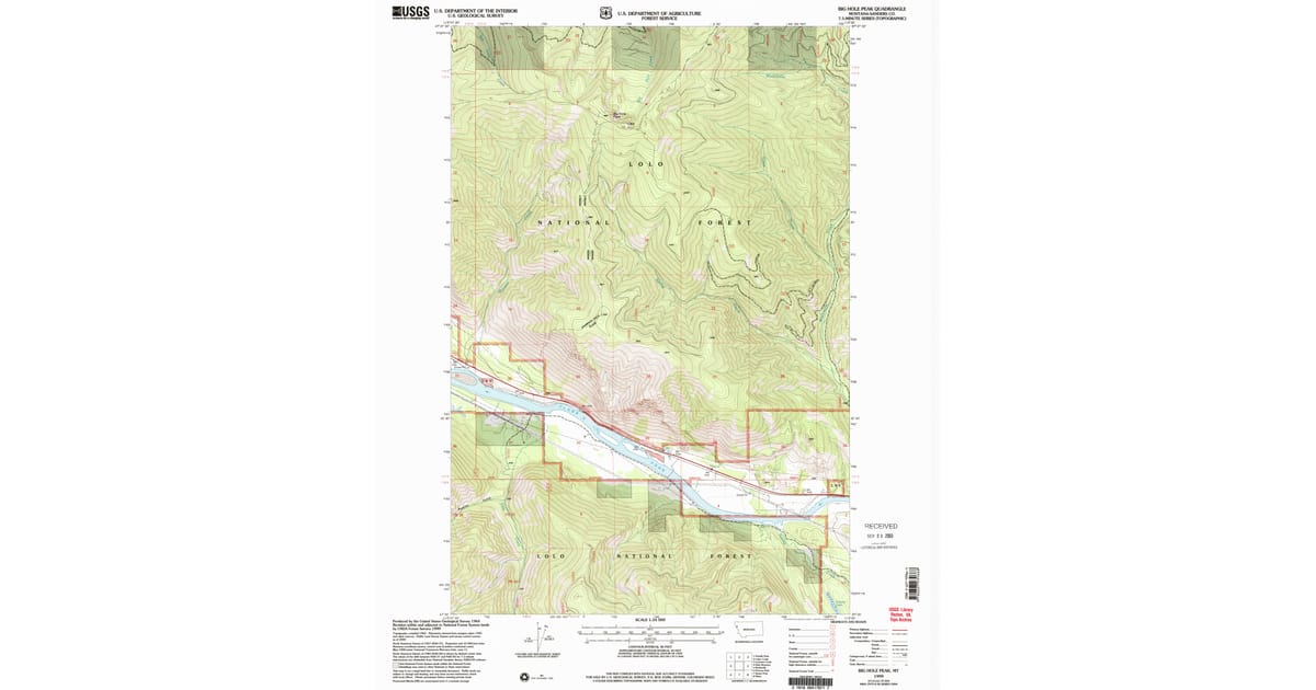1999 Map of Big Hole Peak, Sanders County, MT — High-Res | Pastmaps