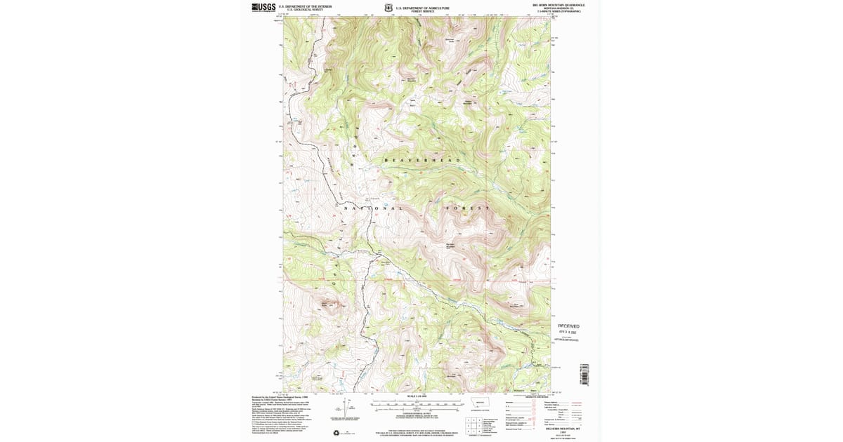 1997 Map of Big Horn Mountain, Madison County, MT — High-Res | Pastmaps